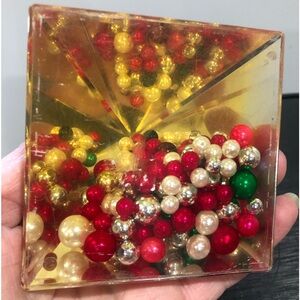 Accents | 198s Pyramid Lucite Paperweight With Festive Beads That Move ...